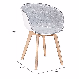 CangLong Upholstered Mid Century Modern Dining Armrest Living Room Makeup Side Chairs with Wooden Legs, set of 2, Grey 2