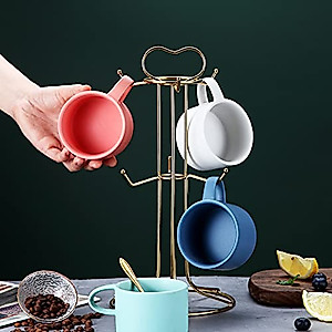 Berglander Gold Coffee Mug Holder, Stainless Steel Coffee Cup Holder Stand Easy to Hang and Take Avoid Crowded Collision Design, Beautiful Decoration Mug Rack Tree Mug Hooks Easy to Clean