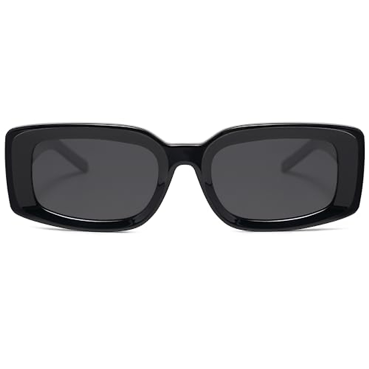 SOJOS Classic Trendy Rectangle Polarized Sunglasses Thick Frame with Star Decorations SJ2285, Black/Grey