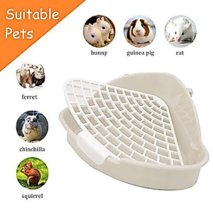 Hamiledyi Bunny Litter Pet Toilet Potty Trainer Corner Pan Bedding Box for Small Animal Guinea Pig Ferret Hamster Dwarf Rabbit(White)