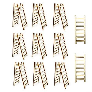 HONBAY 20PCS Wooden Mini Ladders Fairy Garden Accessories for Dollhouse Decor