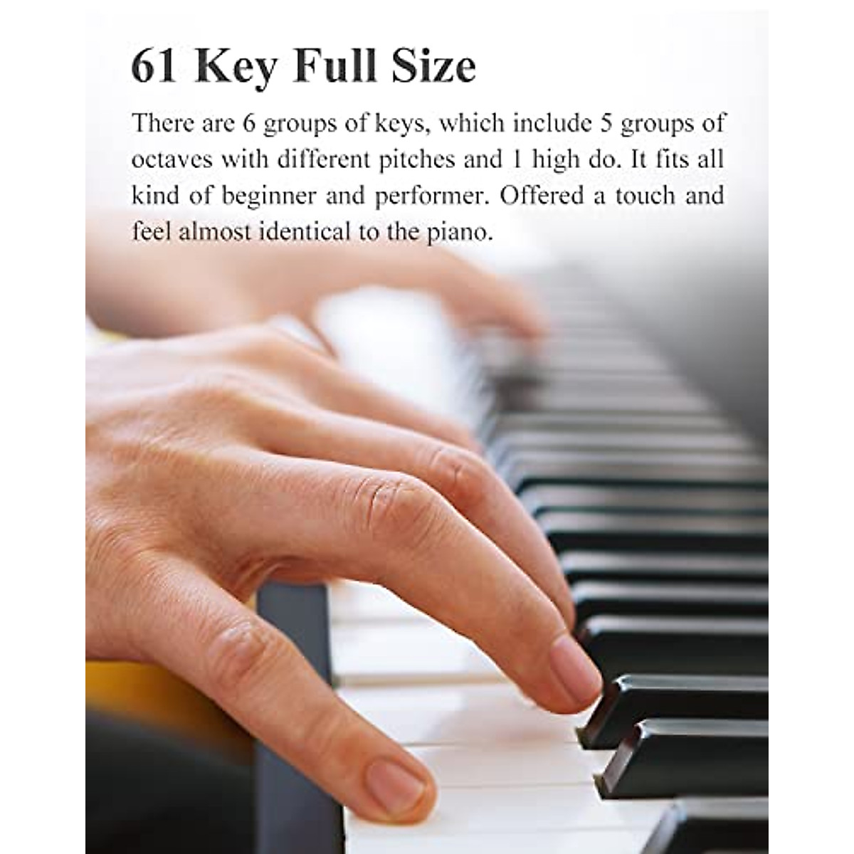 Keyboard Piano, Eastar 61 Key Keyboard for Beginners/Professional, Full Size Electric Piano, Classic Wooden Digital Keyboard with Sustain Pedal & Music Stand, Supports MP3/USB/Audio/Mic/Headphones