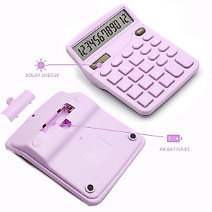 Purple Calculator, Basic Office Calculator, Desktop Calculator 12 Digit with Large LCD Display, Purple Office Supplies with Sensitive Button, Purple Desk Accessories, School Supplies……
