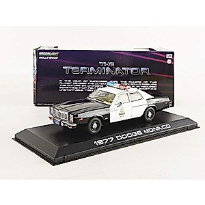 Greenlight 1977 Dodge Monaco Metropolitan Police The Terminator (1984) Movie 1/43 Die-cast Model Car 86534, Black/White