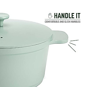 Goodful All-In-One Pot, Multilayer Nonstick, High Performance Cast Dutch Oven With Matching Lid, Roasting Rack And Turner, Made Without PFOA, Dishwasher Safe Cookware, 4.7-Quart, Sage Green