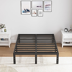 SHLAND Bed Frame Queen Size, 14 Inch Heavy Duty Metal Platform Bed Frame No Box Spring Needed, Mattress Foundation, Storage Space, No Noise, Easy Assembly