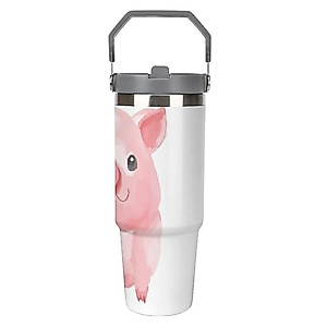 SYJTGDE Large Capacity Car Cup Lovely Pink Pig Fashionable Upgrade Car Cup Advanced And Beautiful Travel Cup