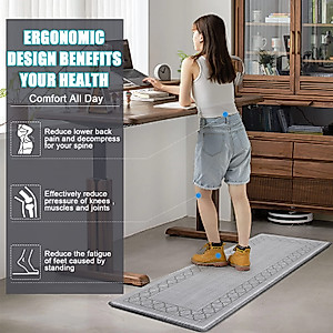 WEZVIX Kitchen Mat Anti Fatigue Kitchen Rug Non-Skid, 1/2Inch Waterproof Standing Mat [2 PCS], Cushioned Kitchen Mats and Rugs, Comfort Floor Mats for Home, Office, Sink, Laundry - Grey and Grey…