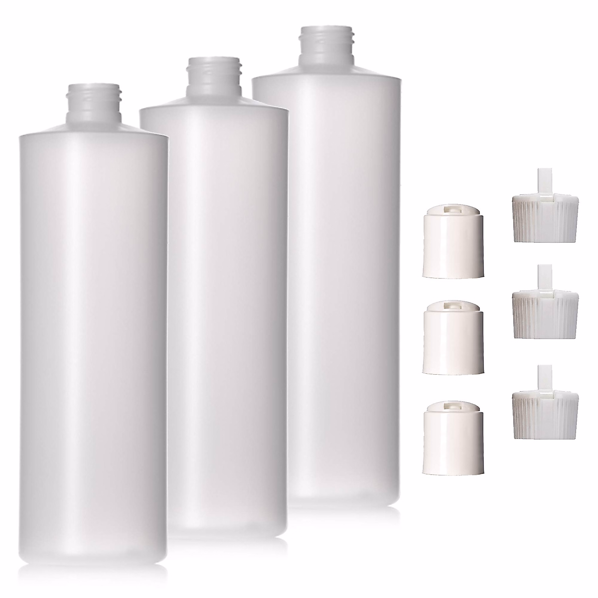 Aromine 8oz Natural Color HDPE Squeeze Bottles with Disc Cap and Squirt Cap (3 Pack) (8oz)