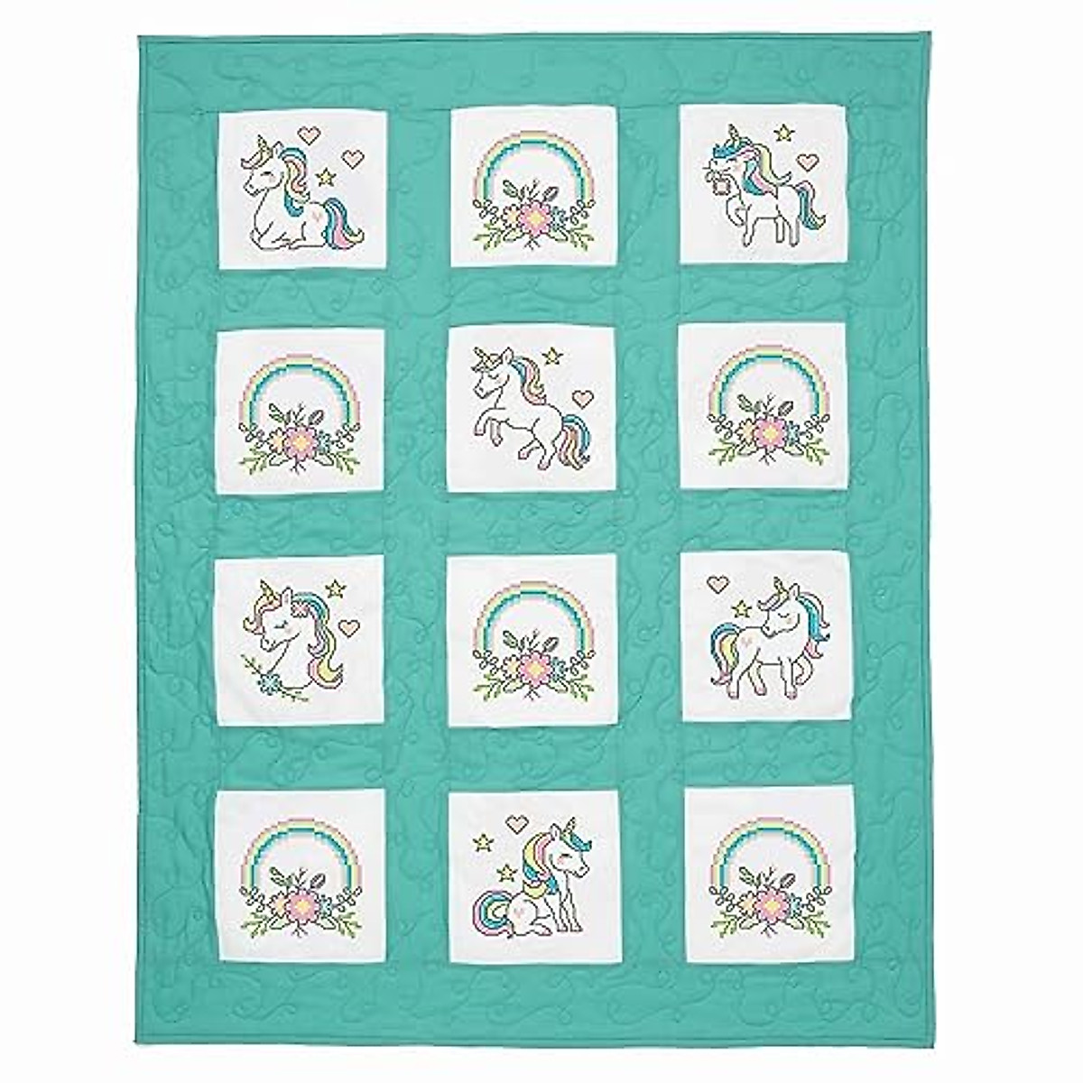 Herrschners Magical Unicorns Kid's Quilt Blocks Stamped Cross-Stitch