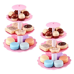 ibasenice 4 Sets Cake Toy Dessert Tower Toy Simulation Playset Children’s Toys Childrens Toys Afternoon Tea Toy Toys for Kids Cake Tower Toy Kit Dessert Playset Taste Toy Set Suite