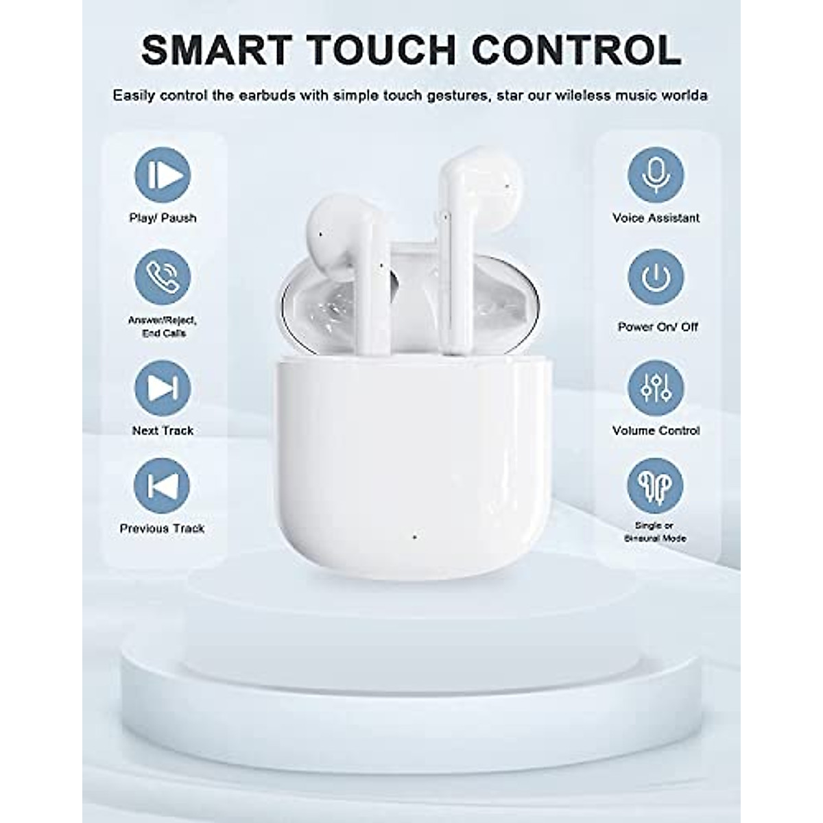 Wireless Earbuds, Bluetooth 5.3 Wireless Headphones with Noise Cancelling Microphone, IPX7 Waterproof Bluetooth Earphones, 30H Playtime Hi-Fi Stereo Sound Headset for iPhone/Android/Samsung