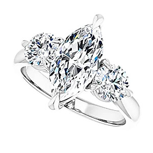 Handmade 10K Gold 2 CT Marquise Cut VVS1 Colorless Moissanite Engagement Ring for Women Bridal Set Moissanite Wedding Ring for Gifts (White Gold, 6.5)