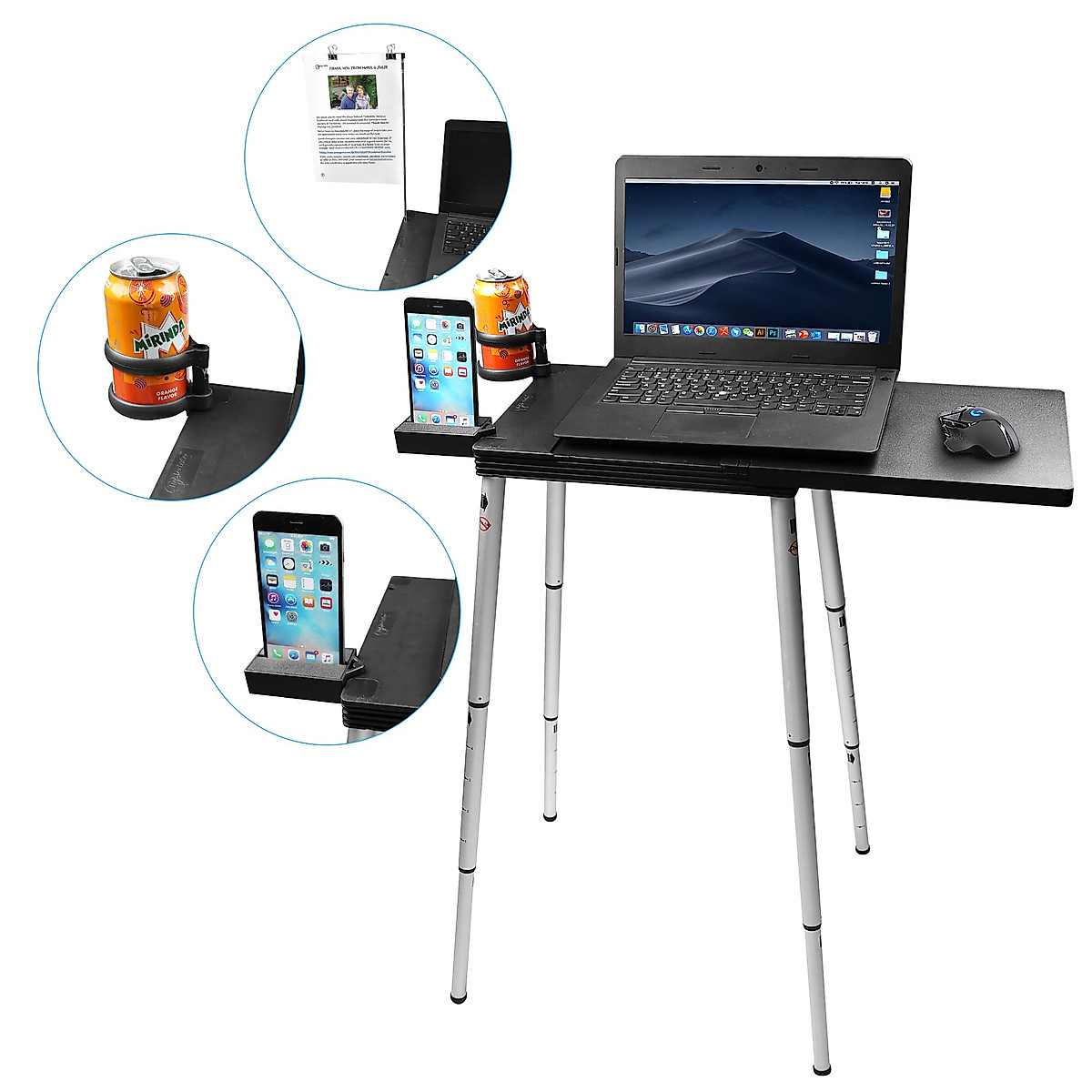 Tabletote Plus Portable Compact Lightweight Adjustable Height Laptop Notebook Computer Stand Table Desk