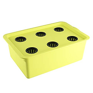 Homend DWC Deep Water Culture Hydroponic System Growing Kit, Medium Size w/Airstone, 6 Plant Sites (Holes) Bucket, Air Pump, Rockwool - Best Indoor Herb Garden for Lettuce, Mint, Parsley (6 Sites)