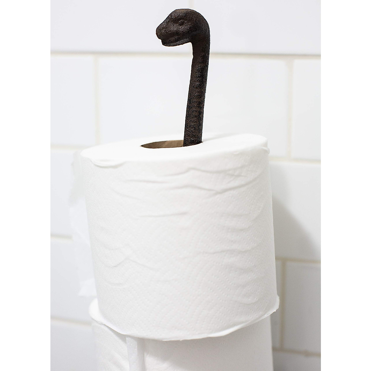 Dinosaur Cast Iron Paper Towel Holder - Sturdy and Functional - Cute Dinosaur Bathroom Decor - Dino Antique Rustic Décor Home Stand - Toilet Paper Stand by Sheff Store