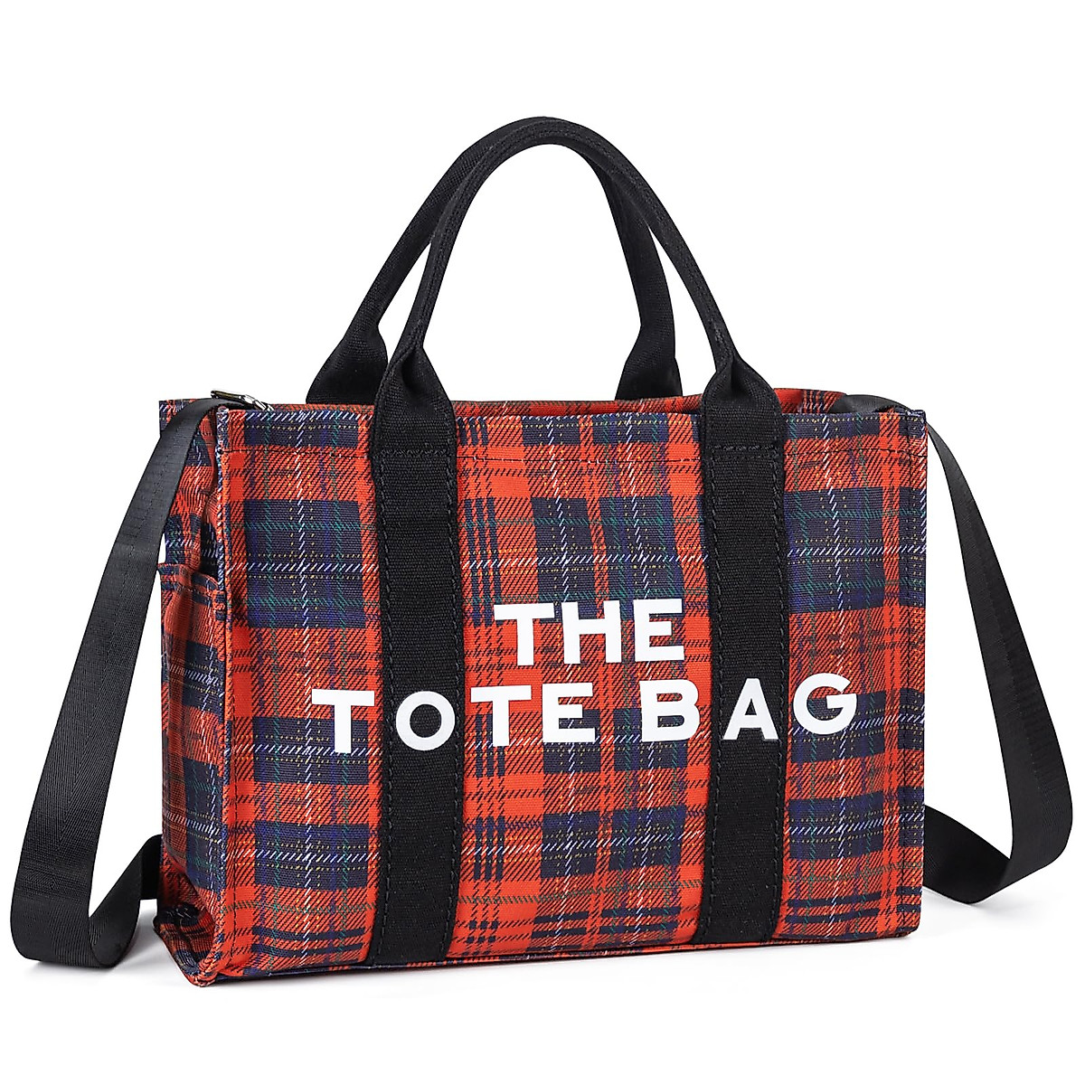 Tote Bag for Women, Canvas Carry-On Shoulder Bag Weekender Bags for Work, Daily Life (Striped Red)