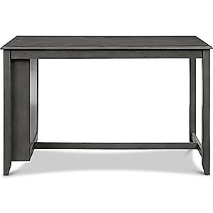 New Classic Furniture Amy Kitchen Counter Island Dining Table for 4 with Storage Shelf & USB Chargers, Contemporary Gray