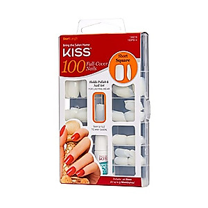 KISS 100 Full-Cover Nails Kit Short Length - Short Square