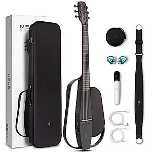 Enya NEXG Acoustic-Electric Carbon Fiber Audio Guitar Smart Acustica Guitarra for Adults with 50W Wireless Speaker, Preamp, Wireless Microphone, Hi-Fi Monitor Earphones, Strap, and Case(Black)