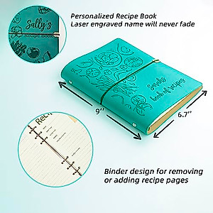 Personalized Blank Recipe Book Binder, Custom Leather Family Cookbook Journal, Recipe Sketchbook to Write in, Laser Engraved, Handcrafted Gift for Valentines, Christmas, Birthday, Husband, Mom, Dad