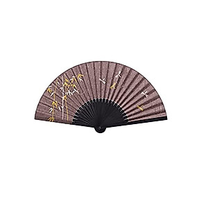 PHONME Decoration Folding Fan Handheld Bamboo Pattern Folding Fans Hand Held Fans Paper Bamboo Fans Chinese Japanese Vintage Hand Fan Box Elegant Hand Fan Vintage style (Color : A)