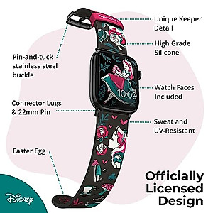 Disney Alice in Wonderland Smartwatch Band - Officially Licensed, Compatible with Every Size & Series of Apple Watch (watch not included)