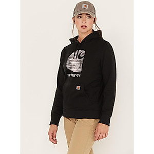 Carhartt Women's Rain Defender Relaxed Fit Midweight C Logo Graphic Sweatshirt, Black, Small