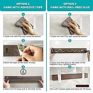 FINDKING Ash Wood Magnetic Knife Strip, Magnet Utensil Holder for Wall, Refrigerator, Wooden Rack for Kitchen Knives, No Drill (Dark Brown, 12 Inches, Without Knives)