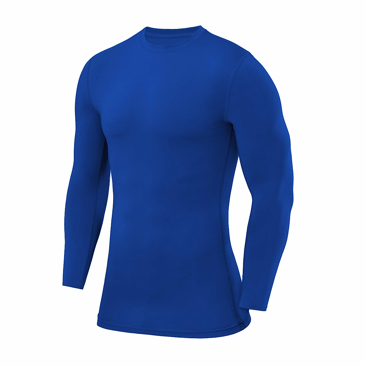 Men's Compression Shirts Long Sleeve Athletic Workout Top, Rash Guard Base Layer Sports Undershirt - Crew Neck - Dazzling Blue, Medium