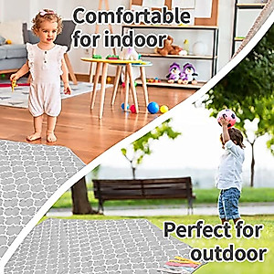 Dad-Baby Hexagon Playpen Mat,Baby Playmat Fits Regalo Play Yard and hiccapop PlayPod Portable Playpen,Carry Bag,Add Visual Stimulation, 6 Panel Playpen Mattress Non Slip Kids Tent Mat (Moroccan Grey)