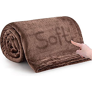 MOONLIGHT20015 Silk Touch Warm Fleece Throw Blankets - 400 GSM Throws for Sofa Fluffy Blanket Bed Throw for Bedroom, Couch, Travel (Coffee, Throw 50" x 60")