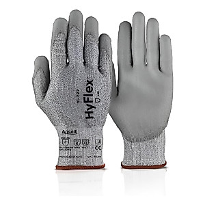 Ansell Healthcare 163837 Series 11-727 HPPE HyFlex Glove, Nylon and Lycra, Knitwrist Cuff, 15 Gauge, Size 7, Gray Liner with a Polyurethane Palm Coat (Pack of 144)