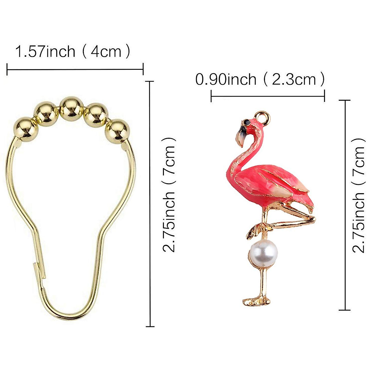 ZILucky Set of 12 Flamingo Shower Curtain Hooks Decorative Home Bathroom Stainless Steel Rustproof Shower Curtain Rings Decor Accessories (Flamingo)