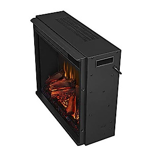 BOWERY HILL Contemporary Solid Wood Electric Fireplace Mantel Heater with Remote Control, Adjustable Led Flame 1500W in White