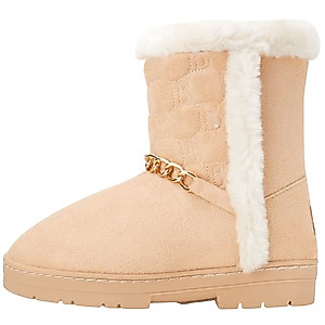 bebe Girls' Winter Boots - Quilted Faux-Fur Shearling Boots (Little Girl/Big Girl), Size 2 Little Kid, Tan