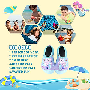 Kids Water Shoes Girls Boys Outdoor Quick Dry Barefoot Aqua Socks for Toddler Sport Beach Swim Surf Green Mermaid 1-2 Big Kid