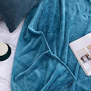SOCHOW Flannel Fleece Blanket Throw Size, All Season Lightweight Super Soft Cozy Blanket for Bed or Couch, Teal Green, 50x60 inches