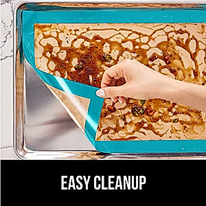 Gorilla Grip Non Stick Silicone Baking Mat Sheet, 2 Pack, Reusable Cookie Sheets Liner, Heat Resistant, No Oil Greasing Needed, Kitchen Oven Essentials, Food Grade and BPA Free, Half Sheet, Turquoise