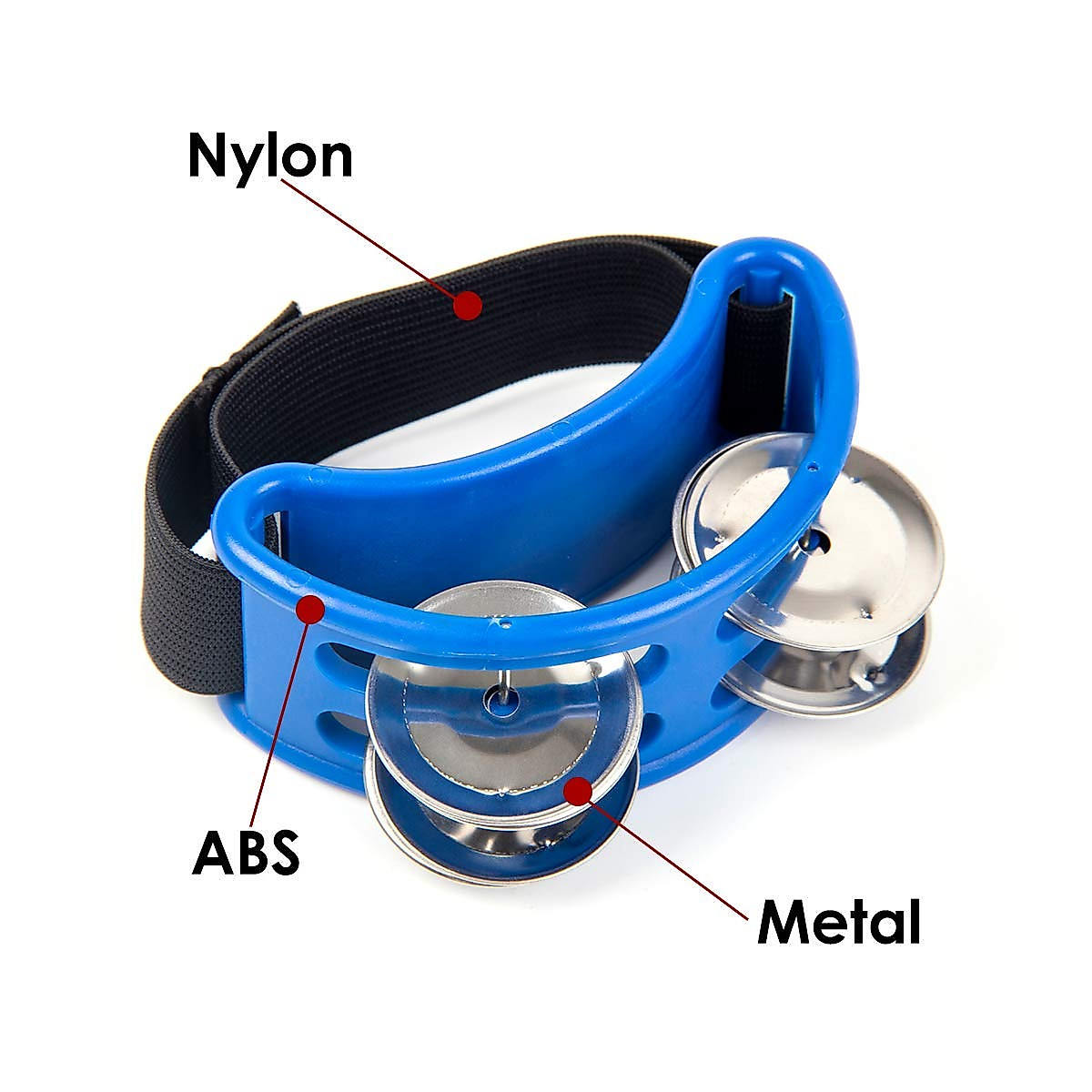 Foot Tambourine Percussion Jingle Shaker Musical Instrument Bells (Black)