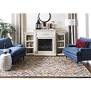 Safavieh Antiquity Collection 8' x 10' Blue/Gold AT504M Handmade Traditional Oriental Premium Wool Area Rug