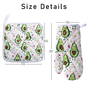 Vantaso Kitchen Cooking Aprons Set for Women with 2 Pockets Avocado,Oven Mitt and Pot Holder Set