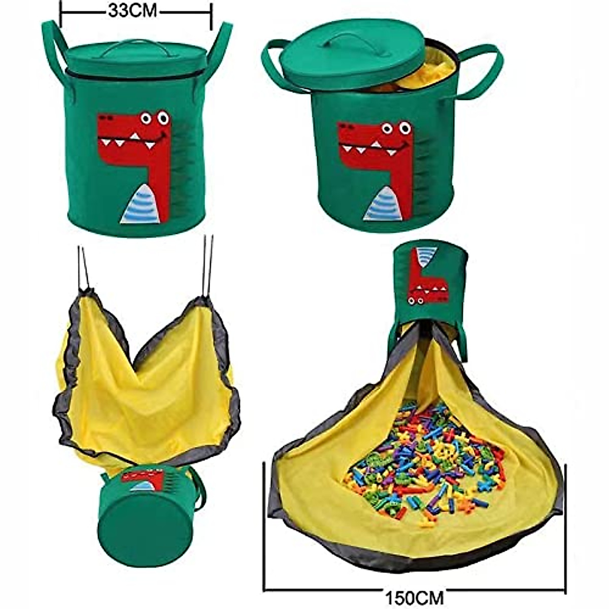 Laundry Hamper with Lid, Cute 3D Animals Waterproof Laundry Basket Collapsible Children Laundry Baskets with Padded Handles for Nursery,Elephants