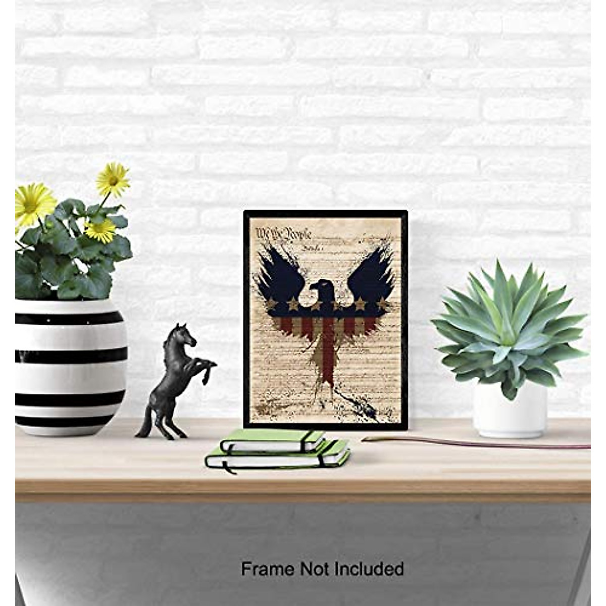 American Pride Dictionary Wall Art - 8X10 US Constitution Poster for Office or Home Decor - Patriotic Gift for Americana Fans - Vintage Decoration - Memorial, Veterans Day or 4th of July Print