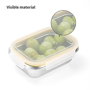 GEEJA 18/8 Stainless Steel Food Storage Containers, Meal Prep Lunch Box, Baking Pan, Stackable Bento Box, Metal Set of 3 (1PC 84oz + 2PC 21oz)