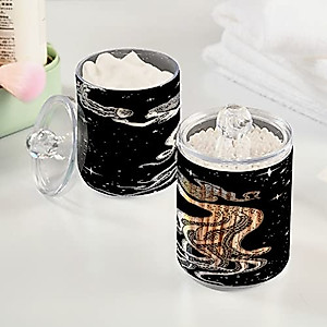 Blueangle 2 Pack Mermaid Octopus Qtip Holder Dispenser for Cotton Ball, Cotton Swab - Plastic Apothecary Jar Set for Bathroom Canister Storage Organization（1151）