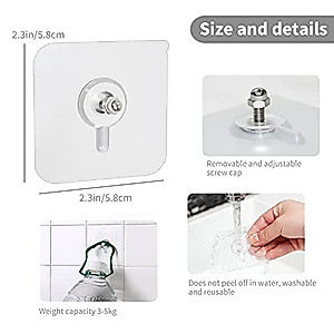 Nail Free Wall Hooks Screw Adhesive Hooks Heavy Duty Screw Free Sticker 14 PCS White Self Adhesive Hooks for Bathroom Kitchen