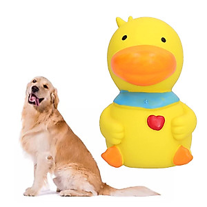 Keenso Latex Duck Dog Toys Durable Cute Interactive Funny Squeak Duck Toys for Dog Puppy Chewing Playing (Yellow)