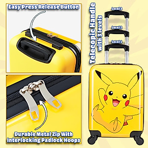 Pokemon Kids Suitcase with Wheels Luggage Bag for Boys and Girls Carry On Travel Bag with Handle Small Suitcase with Wheels Kids Holiday Essentials