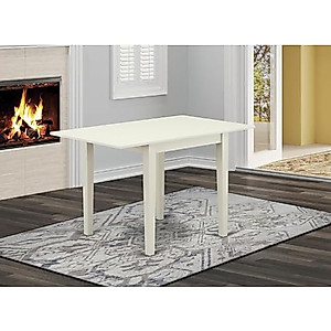 East West Furniture NDT-LWH-T Norden Mid-Century Modern Dining Table - a Rectangle Dining Table Top with Dropleaf & Stylish Legs, 30x48 Inch, Linen White